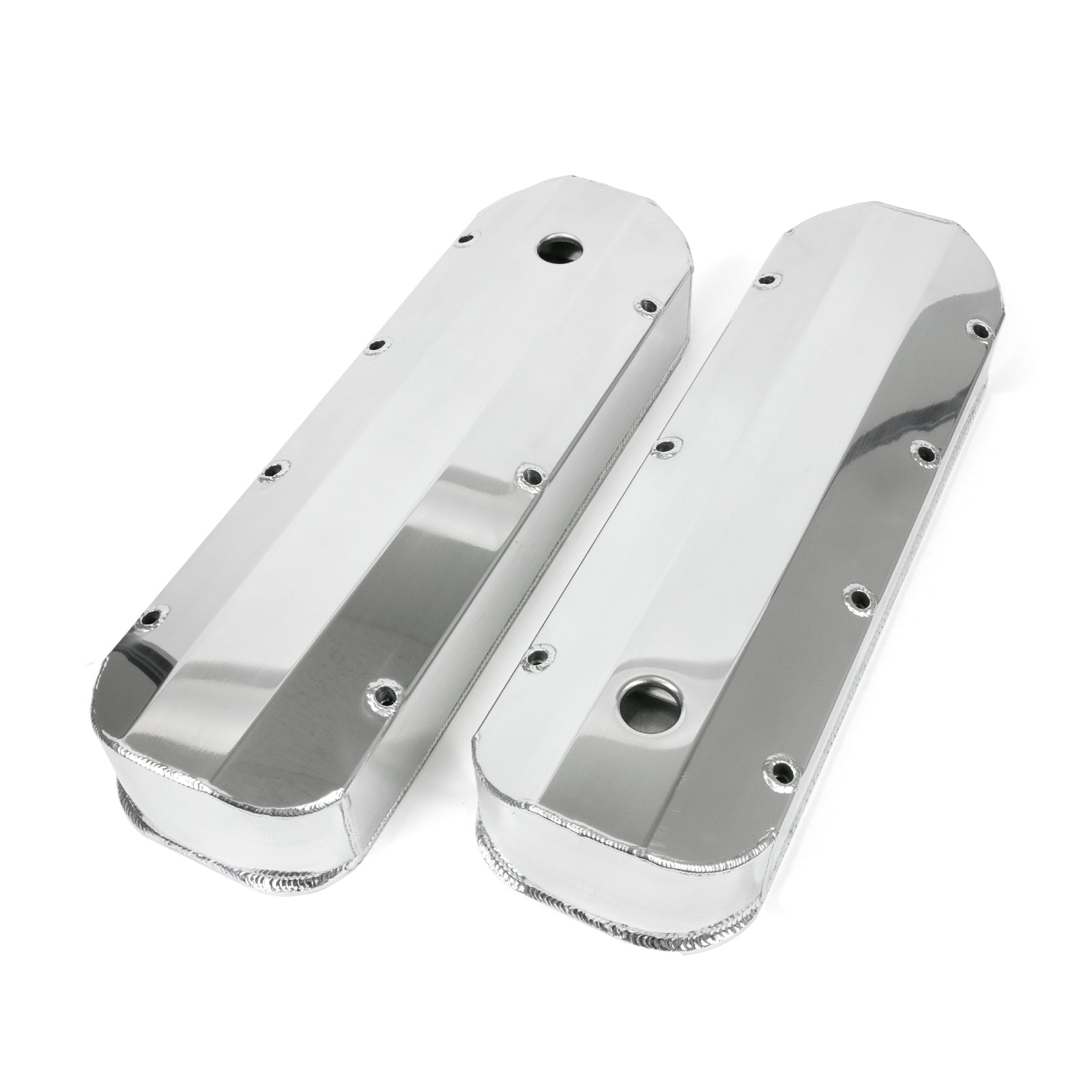 TSP Valve Covers; Fab. Alum.; Long Bolt With Holes BBC; Polished